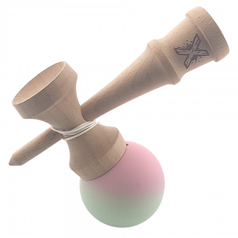 Kendama X Originala, Profesionala, din Lemn, Rubber Grip, 18 cm, Roz ...