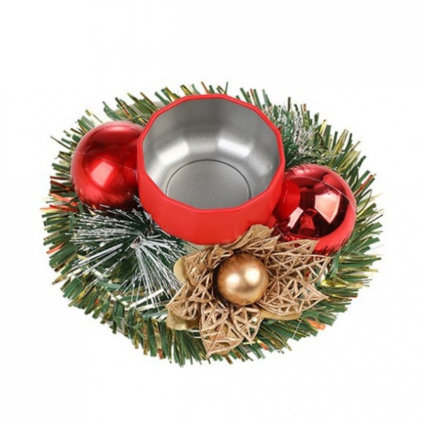 Suport pentru Lumanare de Craciun, Model Cupa cu 2 Globutele Rosii ...