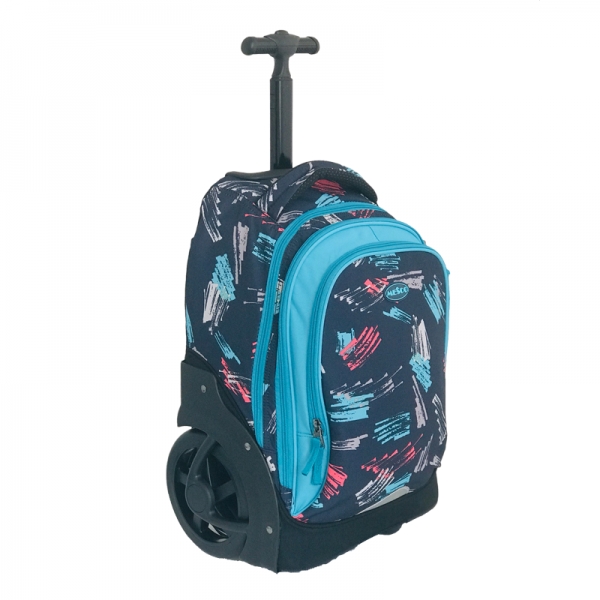 Ghiozdan cu troler cu roti mari + Penar Mesco Fashion Albastru M20264 ...