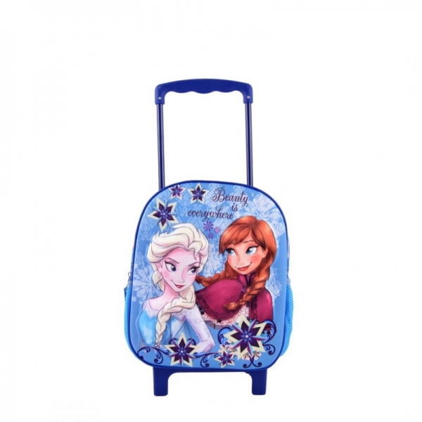 Troler pentru gradinita 3D Frozen - Ana si Elsa - Ghiozdan cu roti