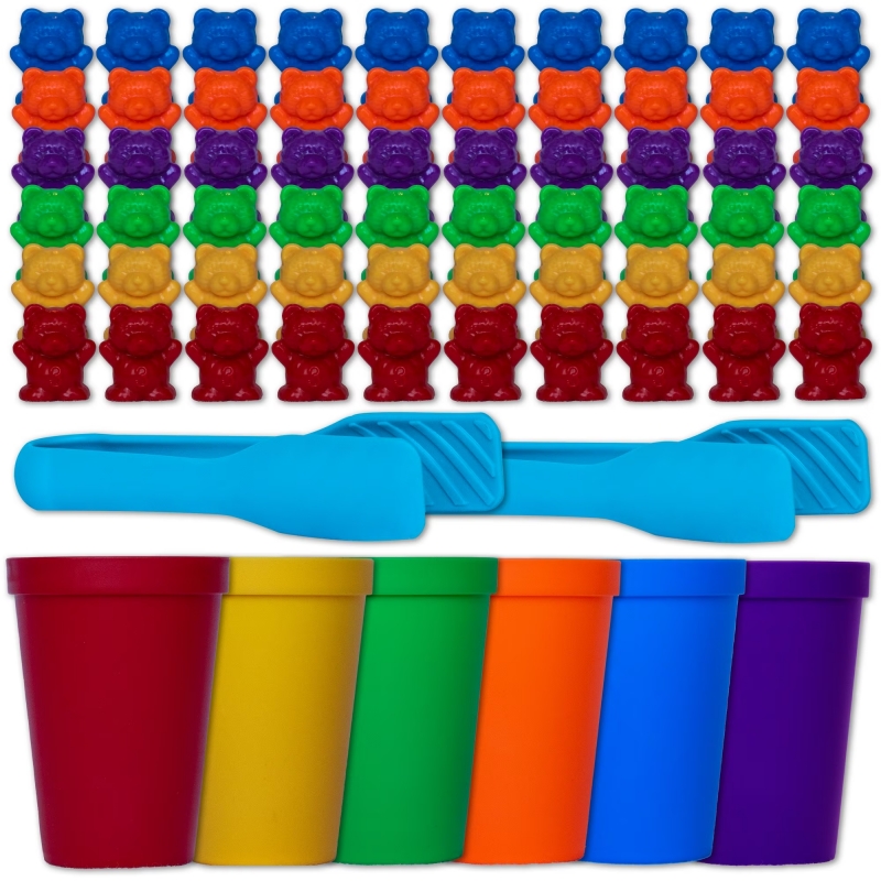 Joc educativ Ursuleti colorati de sortat si numarat cu pahare ...