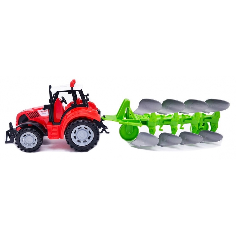 Tractor cu plug, Maxx Wheels, Farmer Toy, Rosu - Brandtoys.ro
