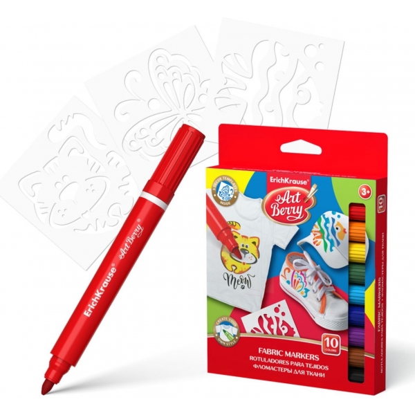 Set carioci ErichKrause lavabile, 12 culori + 3 fise de colorat ...