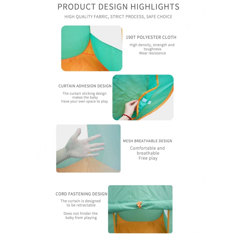 Cort de joaca popup, pliabil, cu ferestre din plasa, material nailon ...